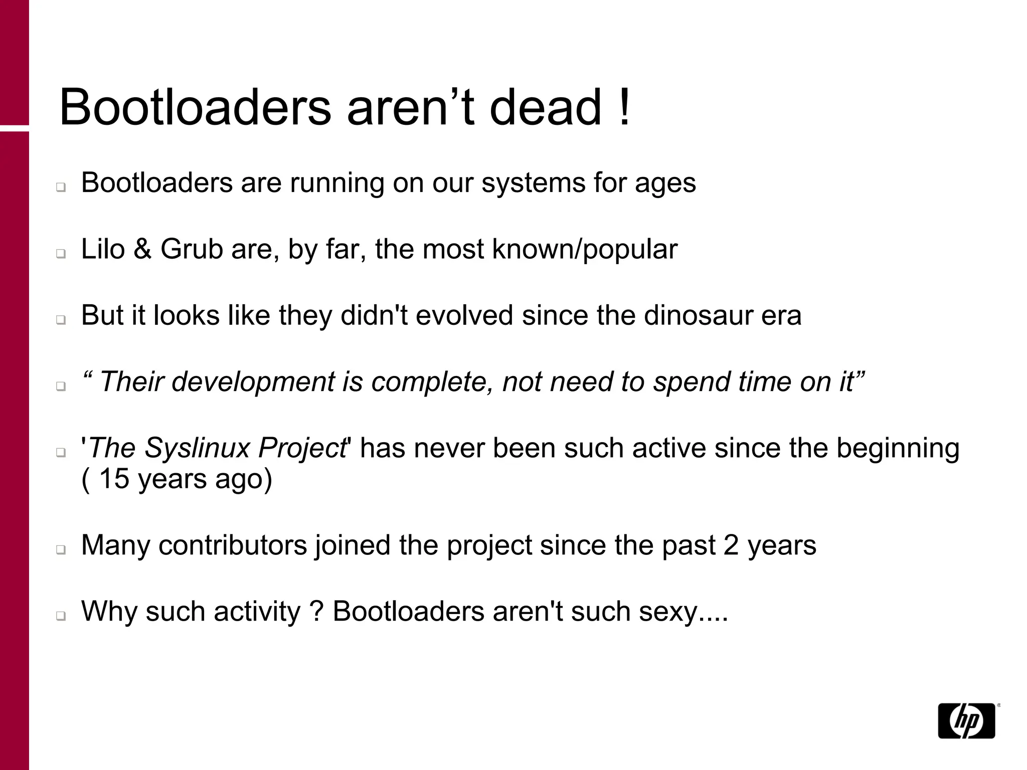 The syslinux project - Overview of a modern bootloader | PPT