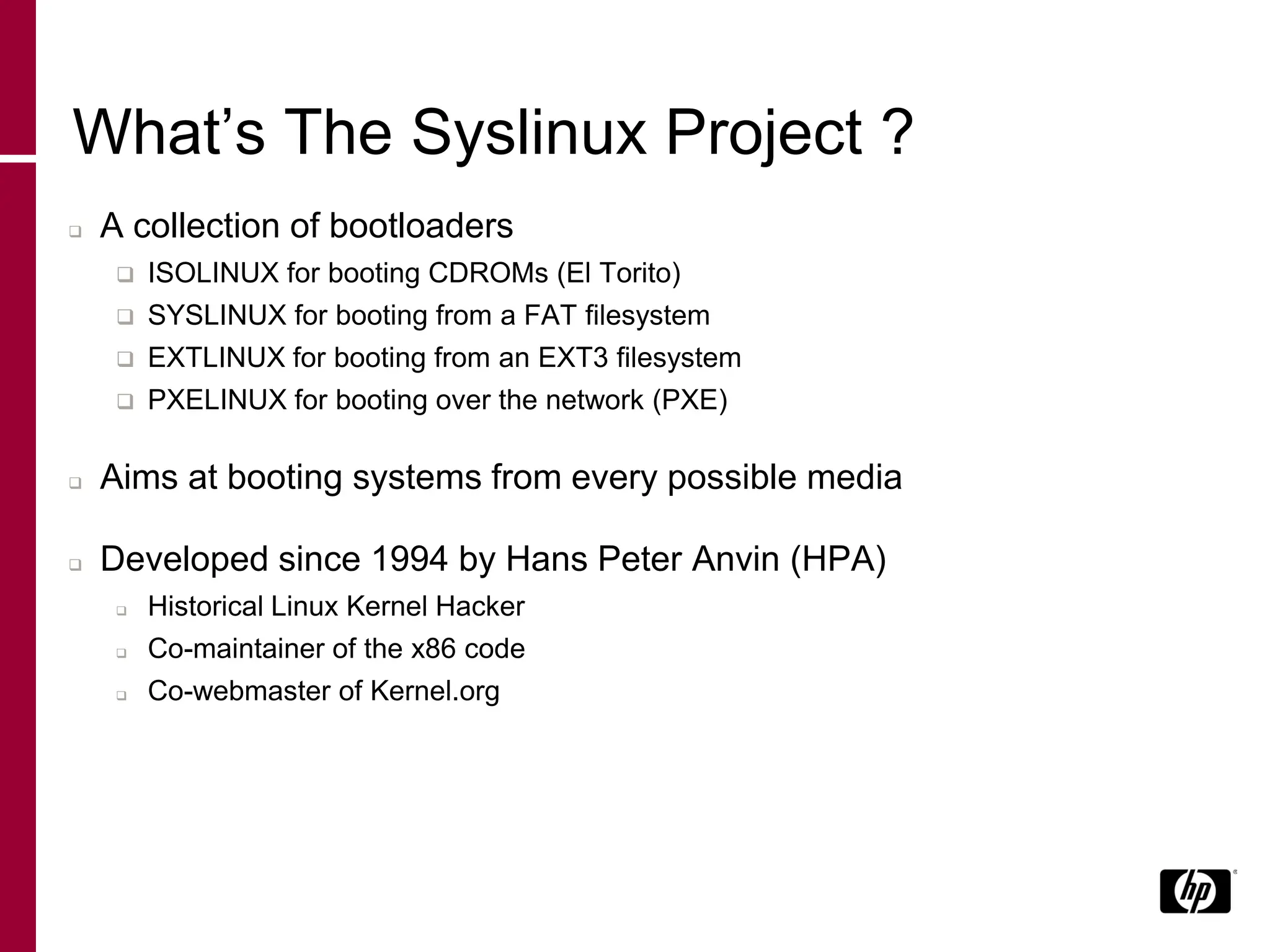 The Syslinux Project Overview Of A Modern Bootloader Ppt