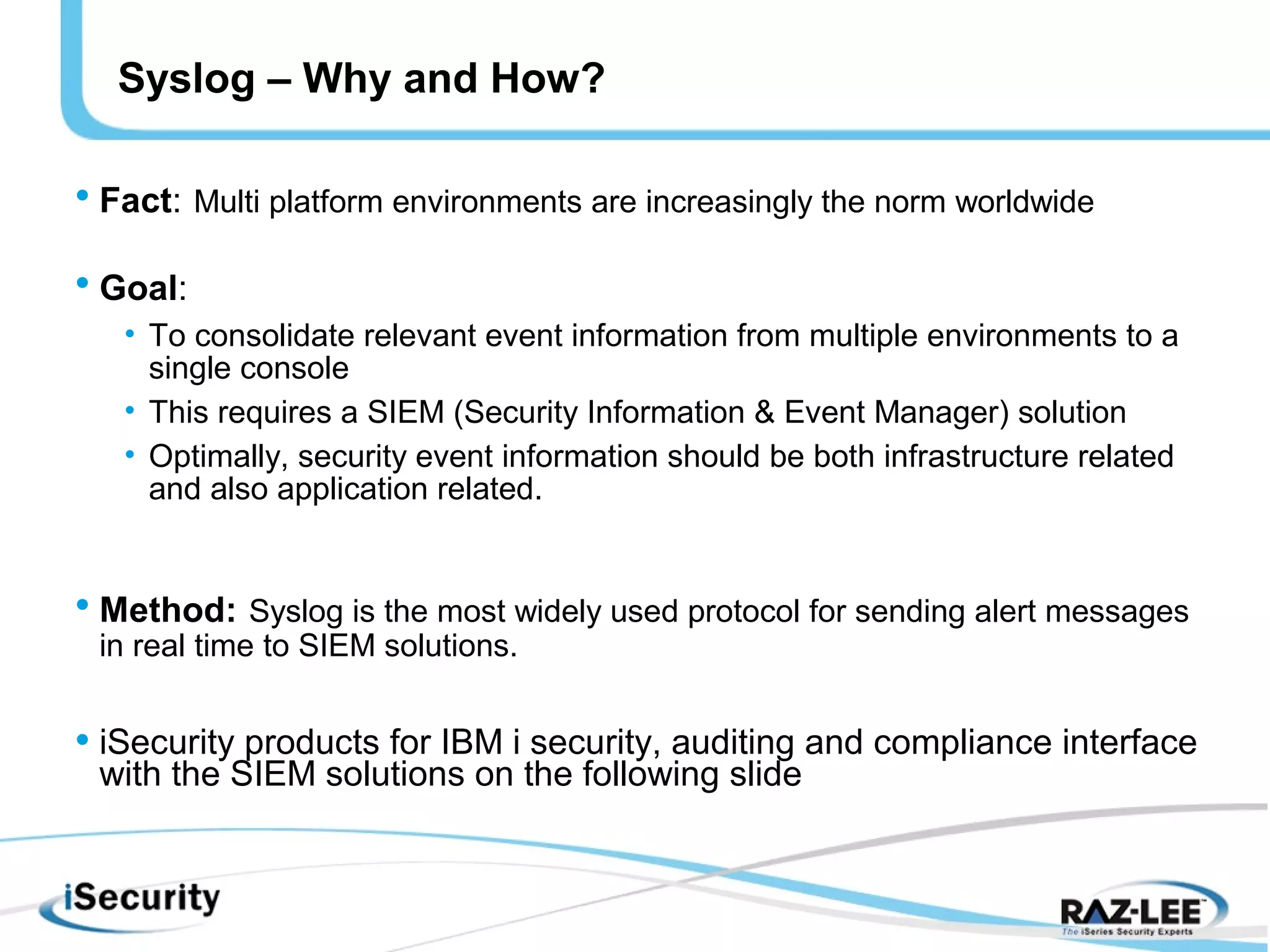 Syslog for SIEM using iSecurity | PPT