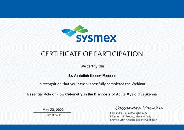 Sysmex certificate .pdf