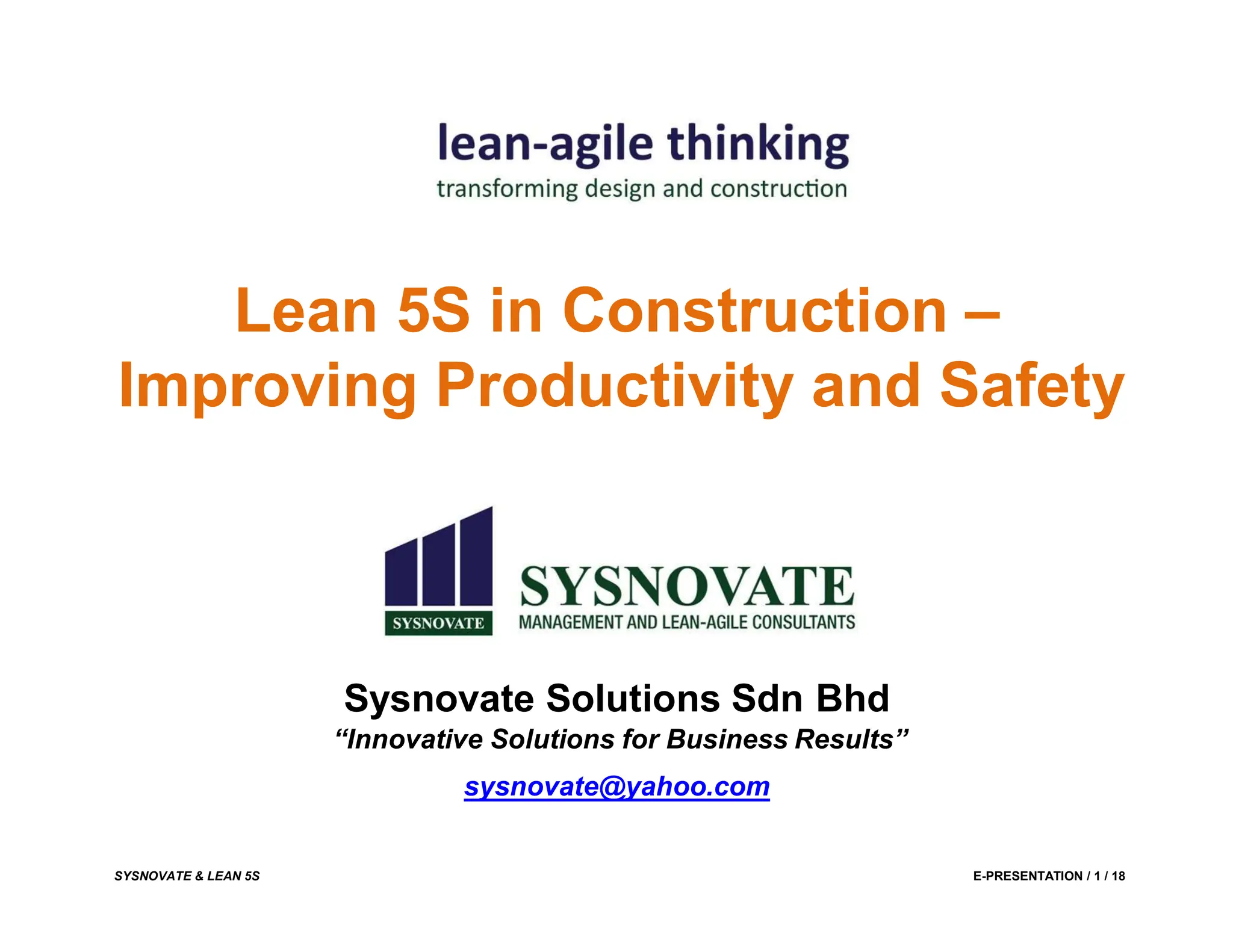 Sysnovate-Lean-5S management system at construction project site | PDF