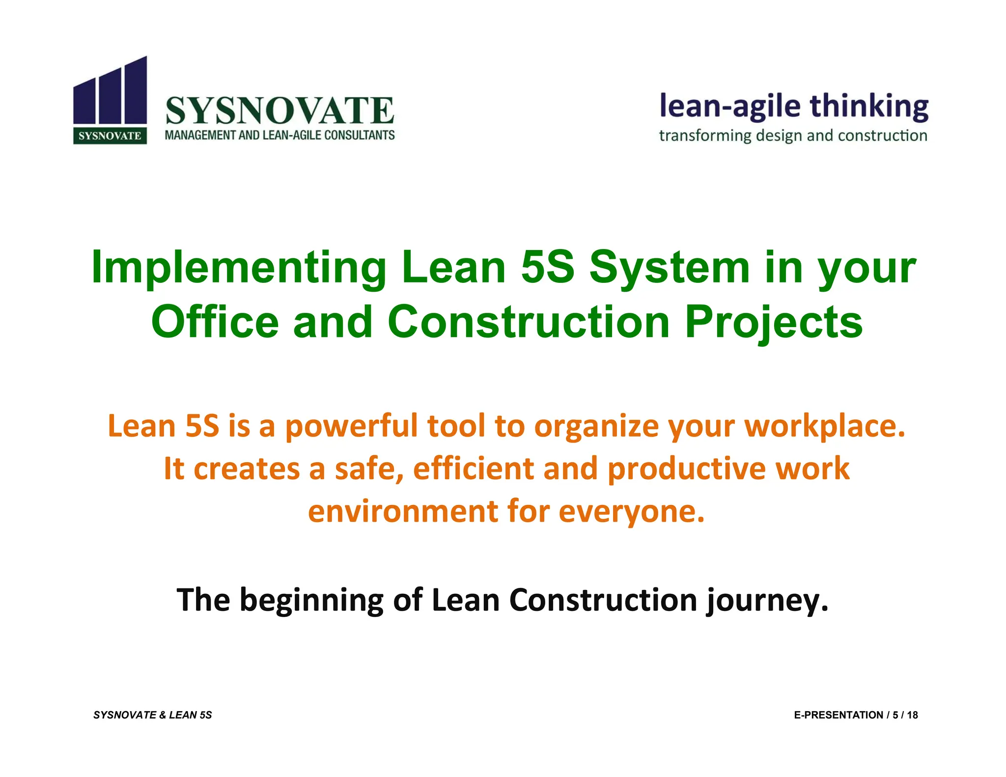 Sysnovate-Lean-5S management system at construction project site | PDF