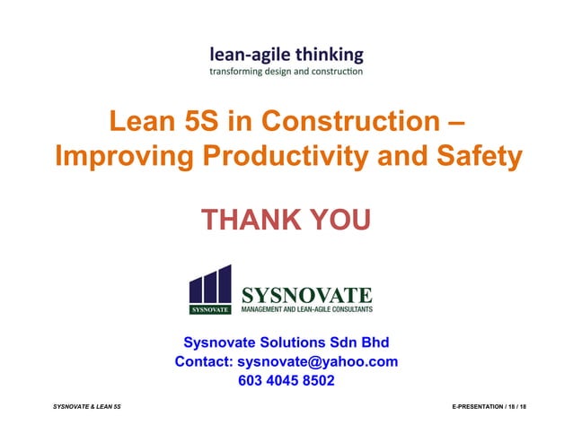 Sysnovate-Lean-5S management system at construction project site | PDF
