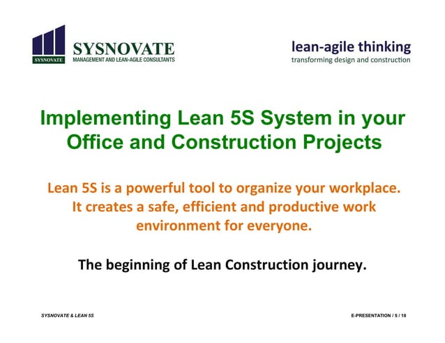 Sysnovate-Lean-5S management system at construction project site | PDF