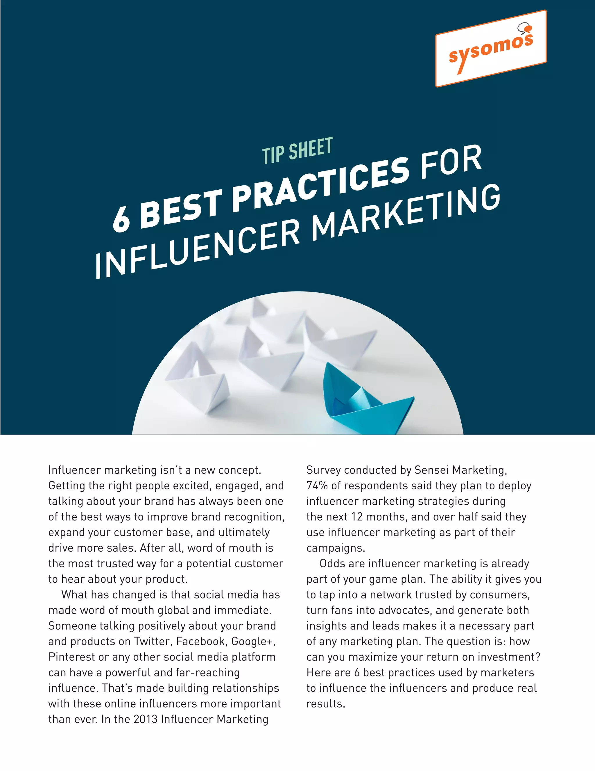 Tip sheet Influencer marketing | PDF