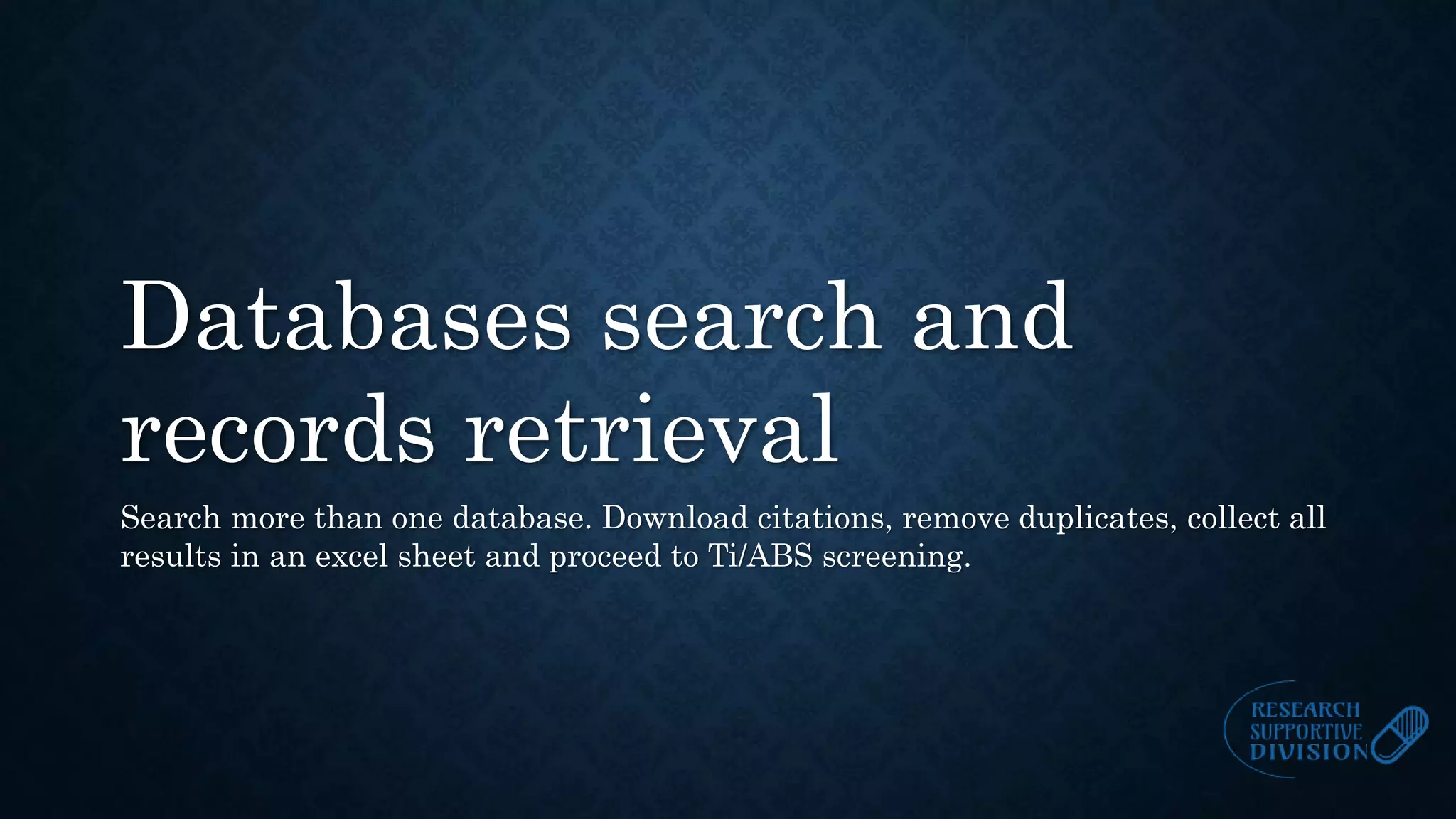 Main steps of systematic review (an intro.) | PPTX