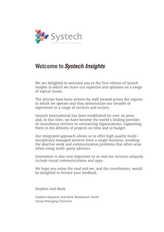 Systech insights edition-Mark Woodward Smith | PDF