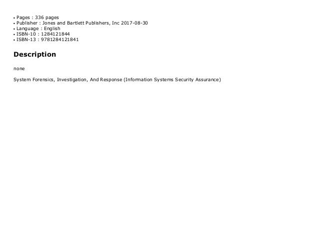System Forensics Investigation And Response Information Systems