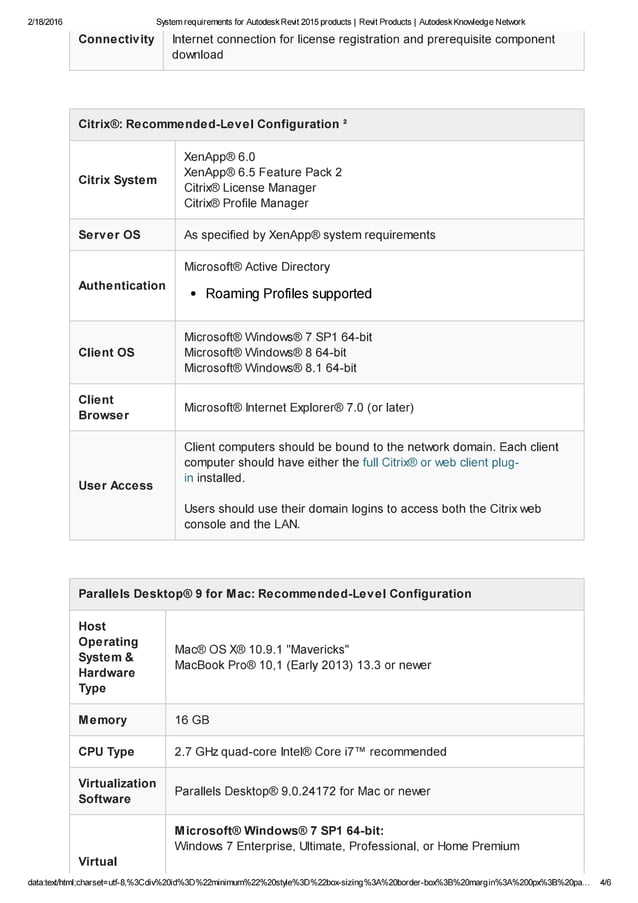 System requirements for autodesk revit 2015 | PDF