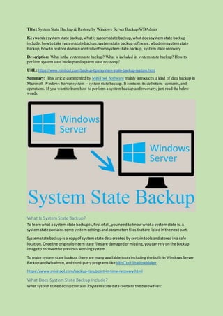 system state backup restore | DOCX