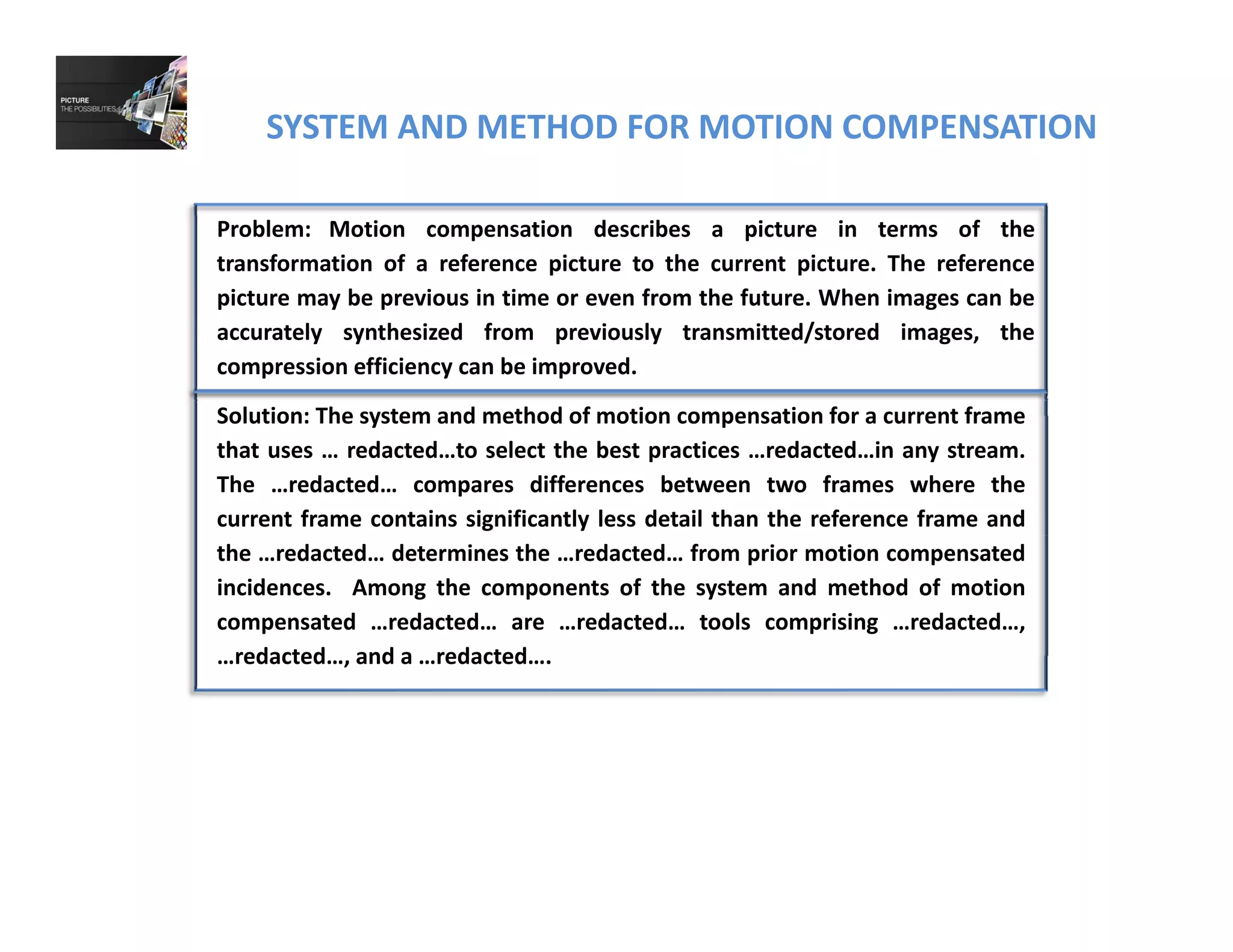 System And Method For Motion Compensation Ppt
