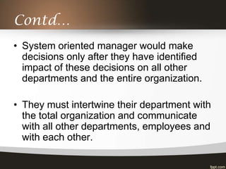System Approach To Management