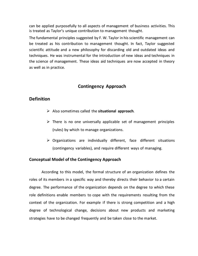 System approach and contingency approach