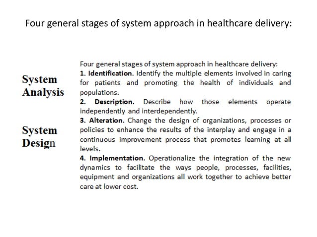 System Approach in Healthcare Management | PPTX | Healthcare Industry ...