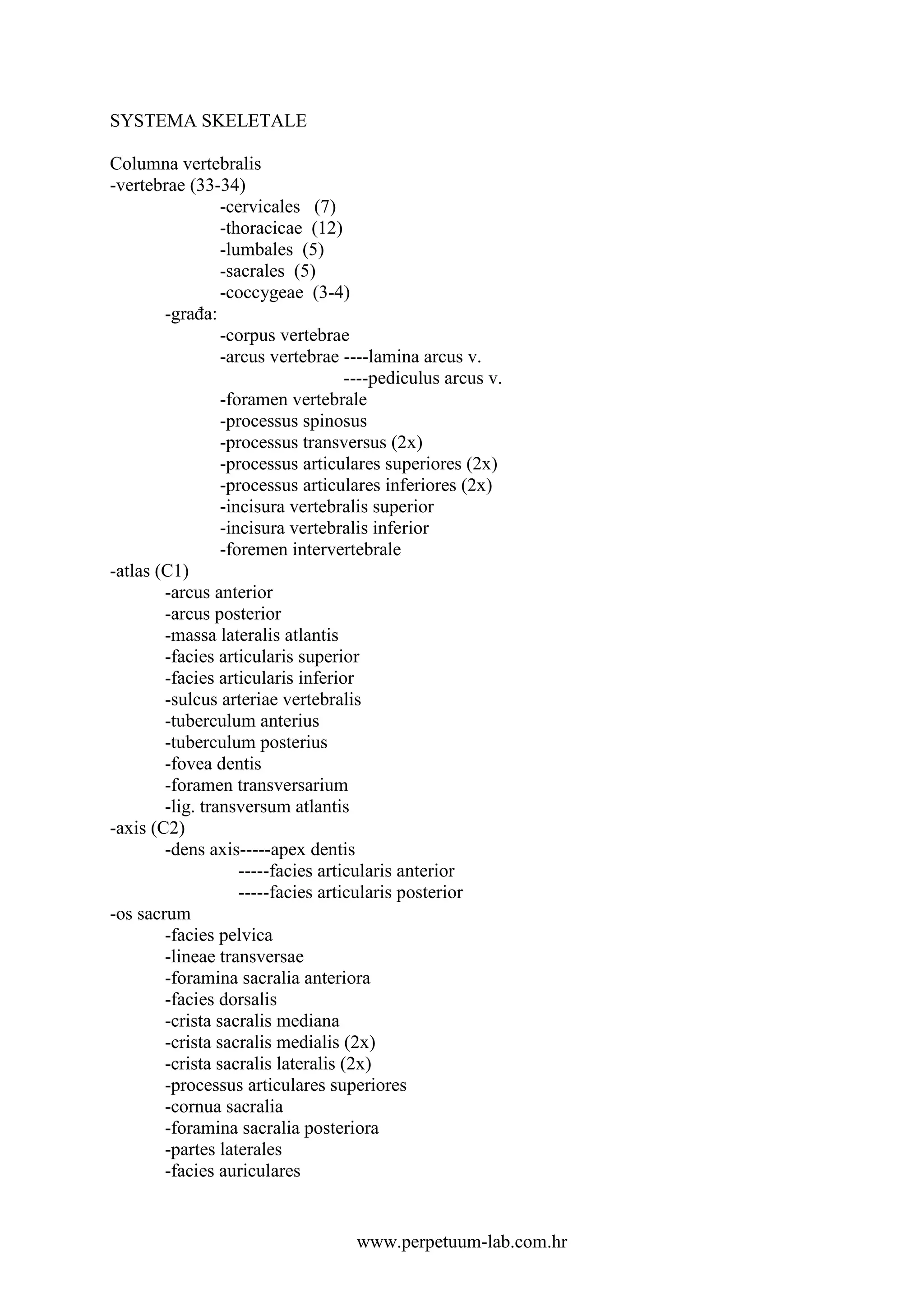 Systema skeletale brz pregled | PDF