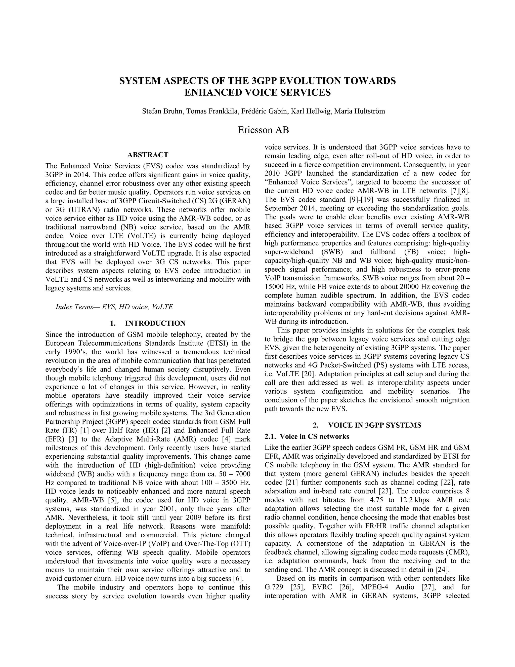 System aspects of the 3GPP evolution towards enhanced voice services | PDF