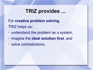 Systematic Innovation: TRIZ, Southbeach, and OpenAgile - Tools and ...