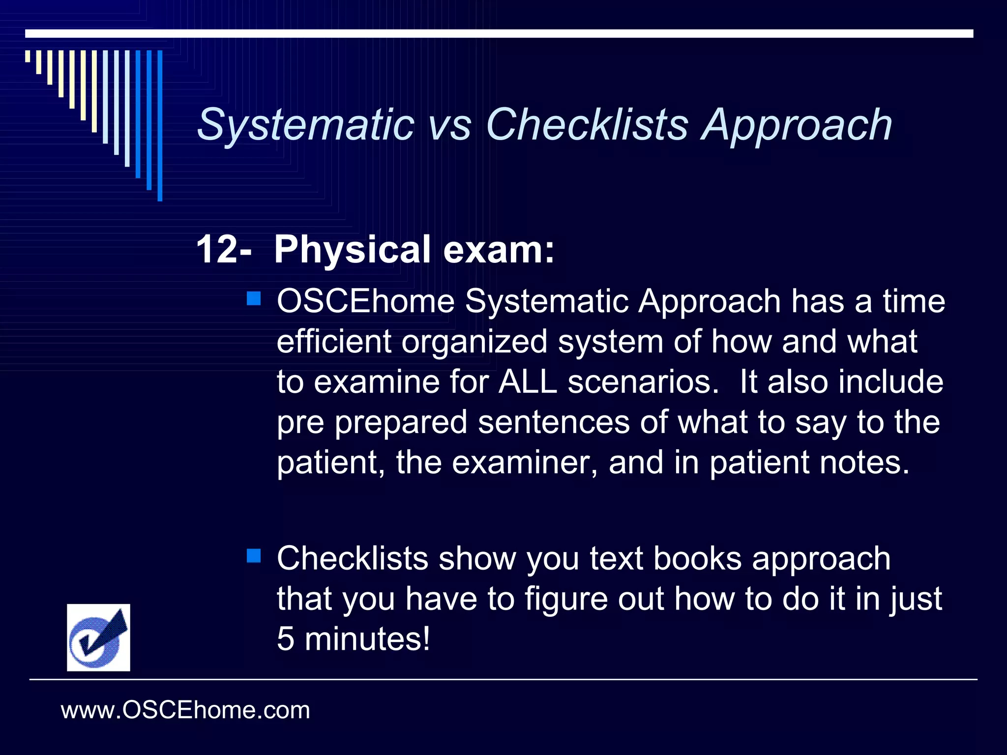 OSCEhome Systematic Approach Vs Checklists | PPT