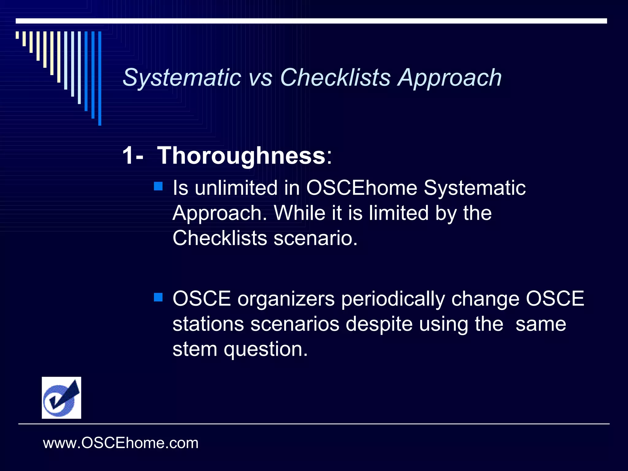 OSCEhome Systematic Approach Vs Checklists | PPT