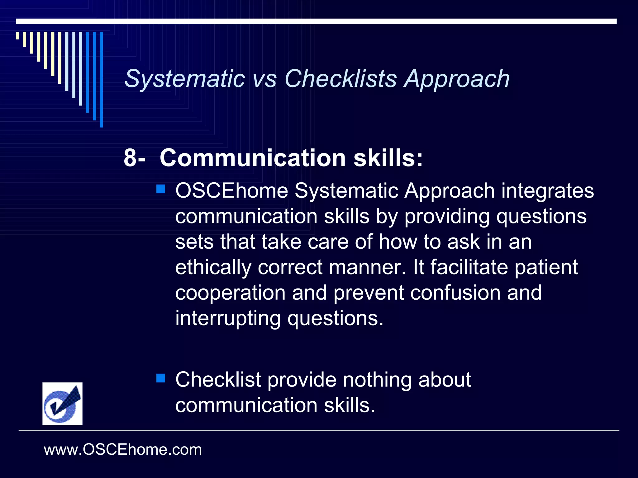 OSCEhome Systematic Approach Vs Checklists | PPT