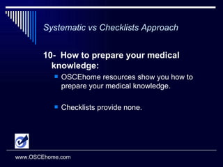 OSCEhome Systematic Approach Vs Checklists | PPT