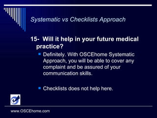 OSCEhome Systematic Approach Vs Checklists | PPT