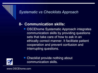 OSCEhome Systematic Approach Vs Checklists | PPT