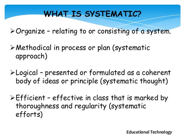 Systematic Approach to Teaching