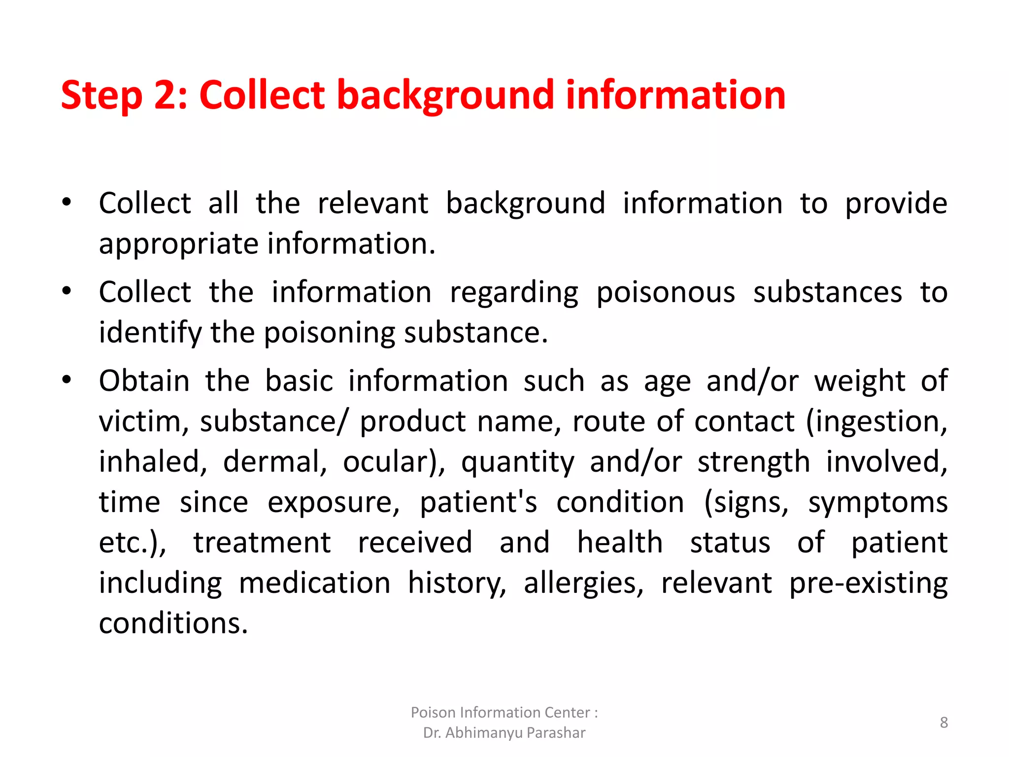 Systematic approach to answer Poison Information Query | PDF