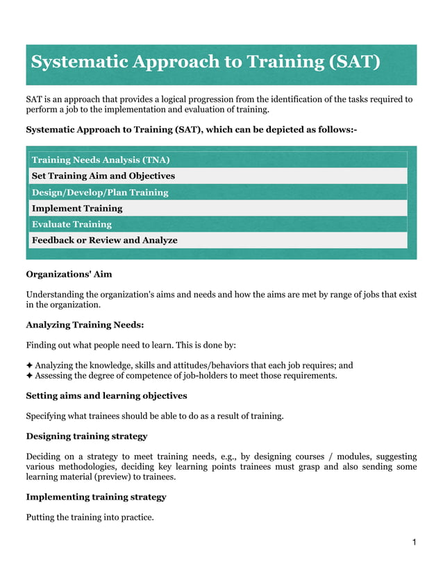 Systematic approach to training | PDF