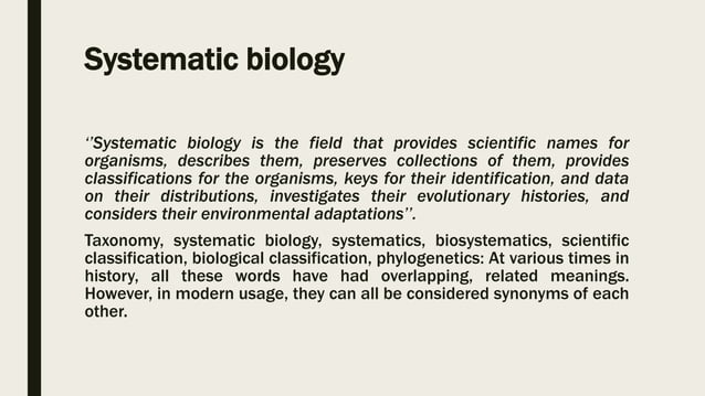 Contribution to Systematic biology. KUST | PPTX | Science
