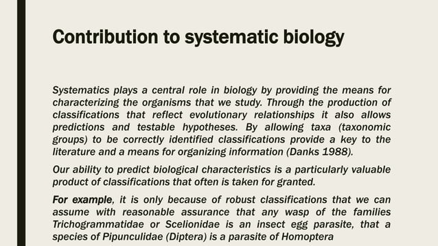 Contribution to Systematic biology. KUST | PPTX | Science
