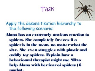 Systematic desensitisation Behaviourist treatment AS | PPT