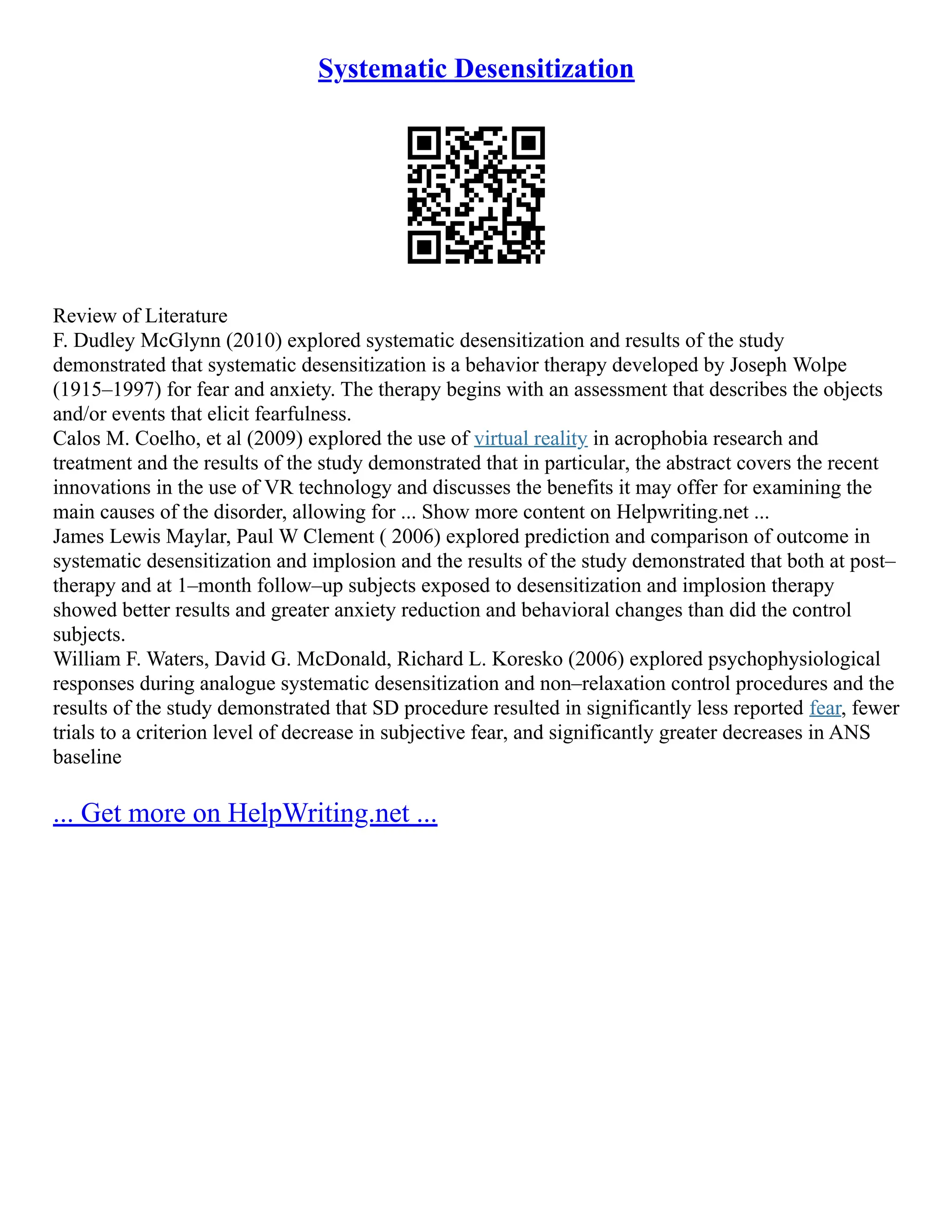 Systematic Desensitization | PDF