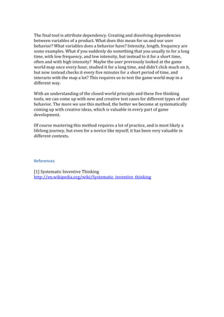 Systematic inventive thinking and game testing | PDF