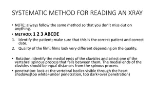 Systematic method for reading chest x rays | PPTX