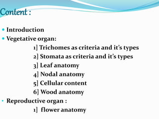 Systematic plant anatomy with special reference of various | PPTX