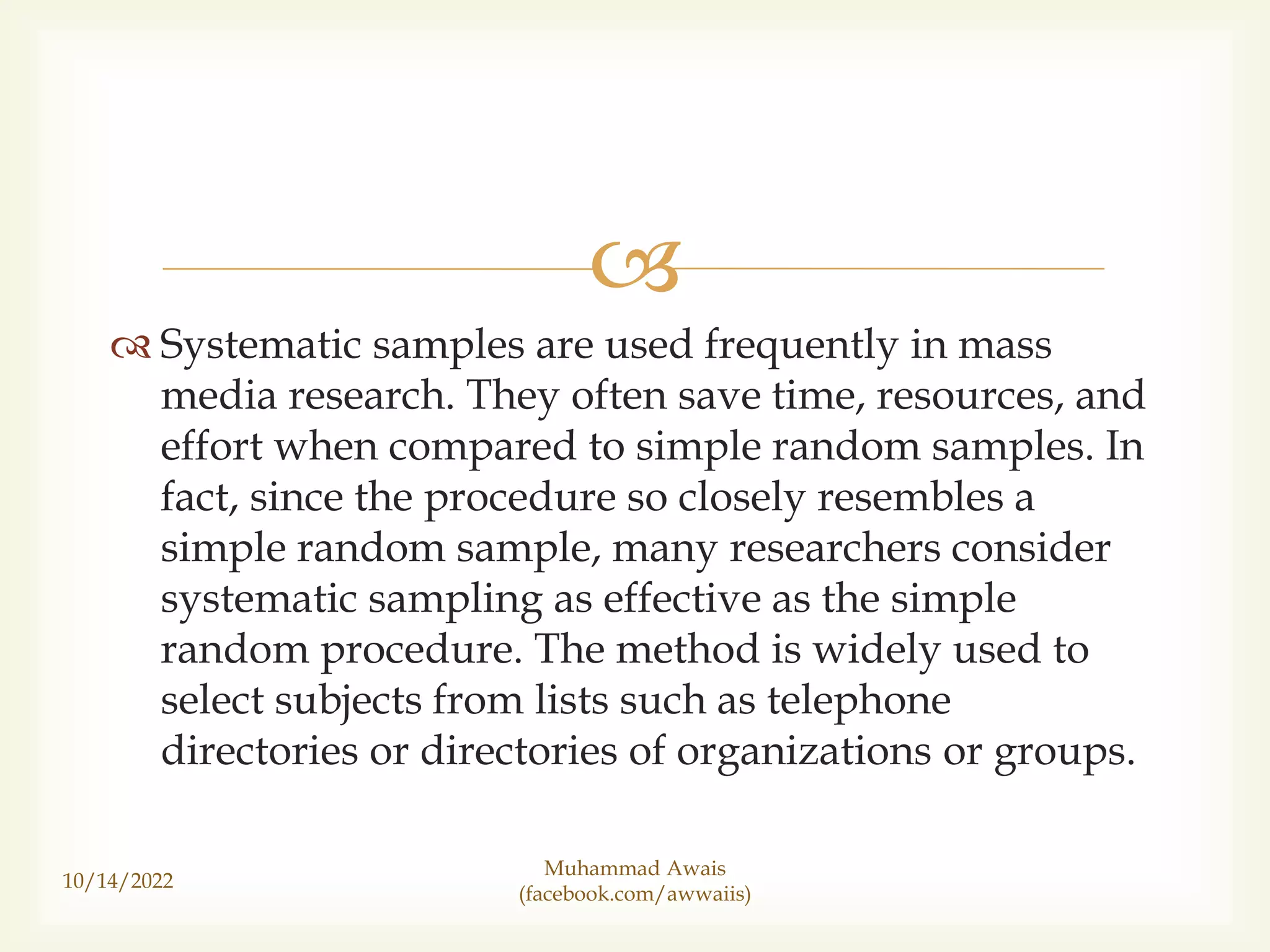 Systematic Random Sampling Technique - Probability Sampling - Mass ...