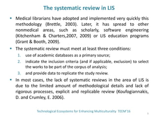 The Systematic Review of Literature in LIS: an approach | PPT