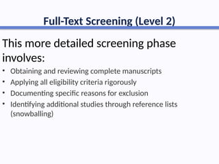 Screening and Selecting Studies for Systematic Review Dr Reginald ...