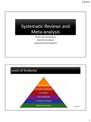 Introduction to Systematic Reviews - Prof Ejaz Khan | PDF
