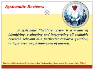 Systematic Reviews And Metanalysis | PPTX