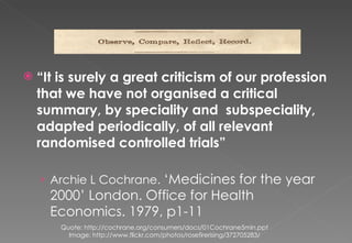 Overview of Evidence Based Medicine and Systematic Review Methodology | PPT