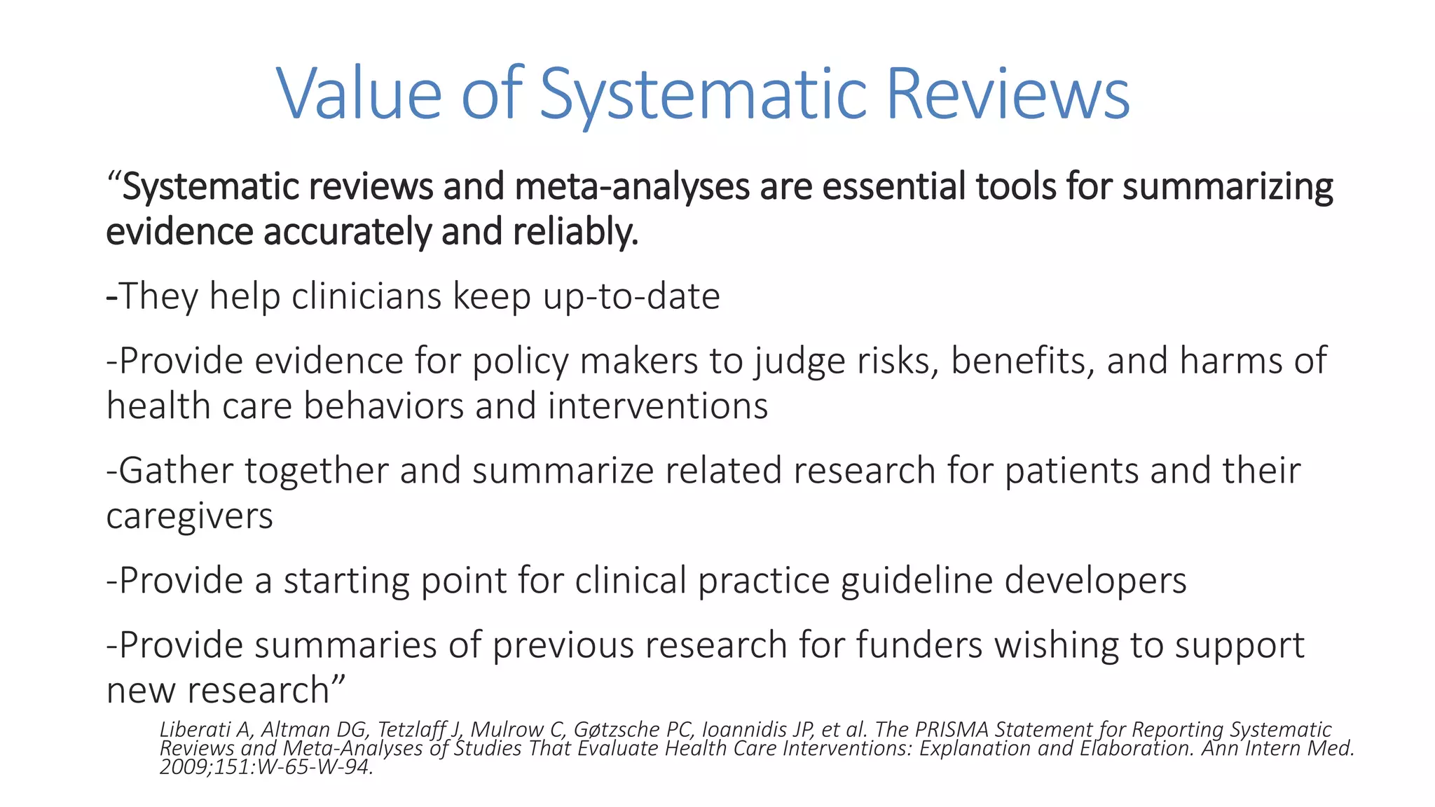 Systematic Reviews Overview | PPTX