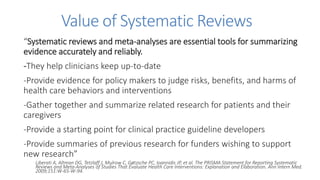 Systematic Reviews Overview | PPTX