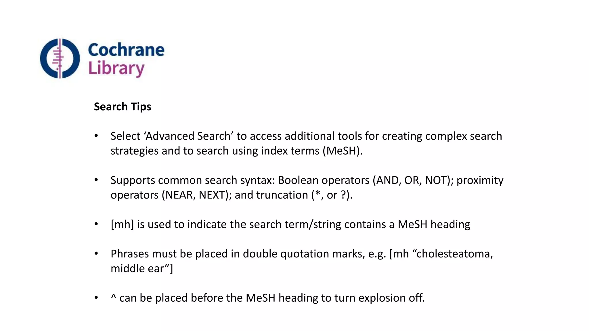 Systematic reviews searching part 2 2019 | PPT