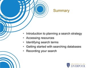 Systematic Reviews Session 2 - Searching | PPT