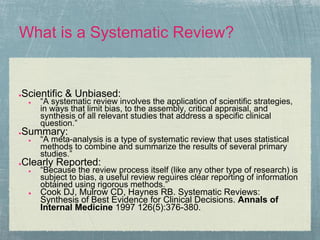 Systematic review: teams, processes, experiences | PPT