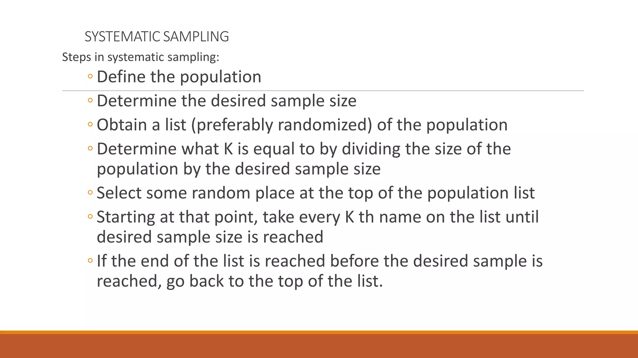 Systematic sampling in probability sampling | PPTX | Science