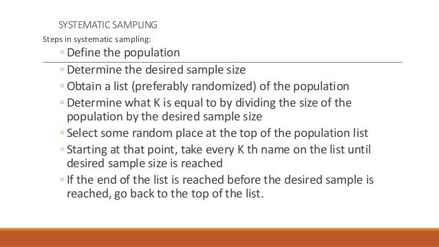 Systematic sampling in probability sampling
